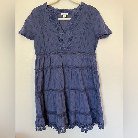 Sundance | Dresses | Sundance Blue Cotton Boho Dress With Crochet And ...